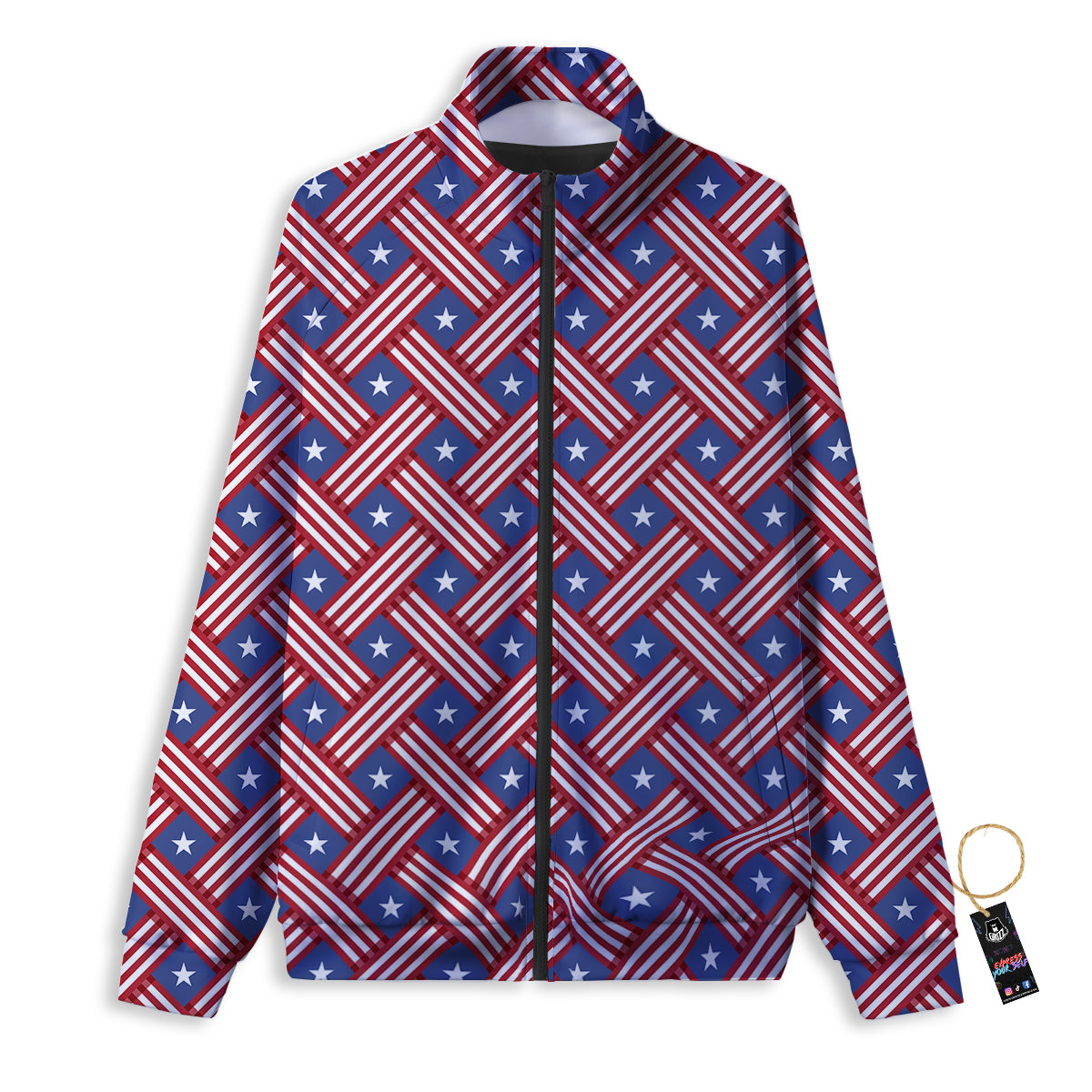 American Flag 4th of July Print Pattern Track Jacket