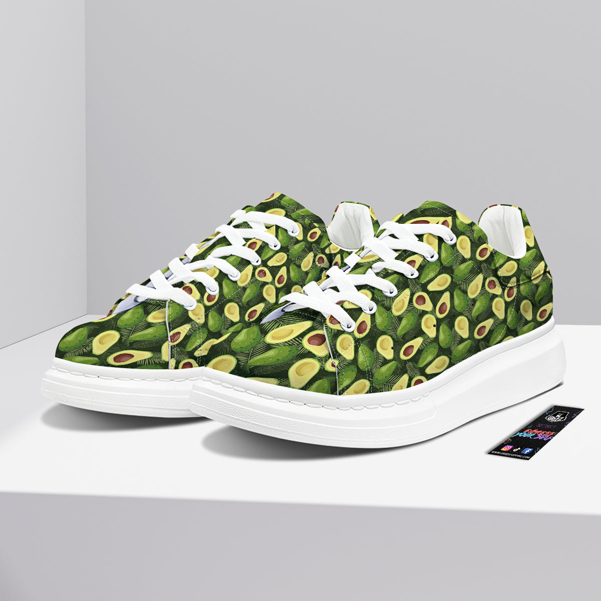 Avocado Half Cut Print Pattern Platform Shoes