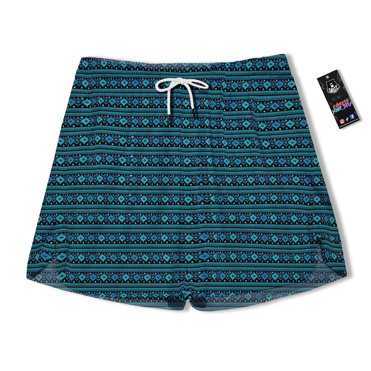 Aztec Tribal Blue Native Print Pattern Men's Running Shorts