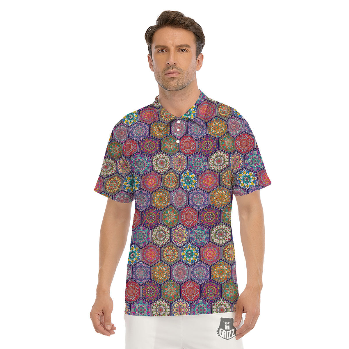 Bohemian Ethnic Mandala Print Pattern Men's Golf Shirts
