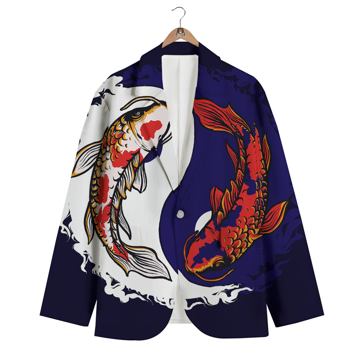 Carp Koi Fish Yin And Yang Print Men's Blazer