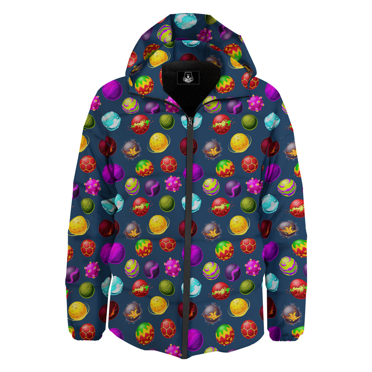 Colorful Galaxy Planets And Space Stars Print Pattern Down Jacket