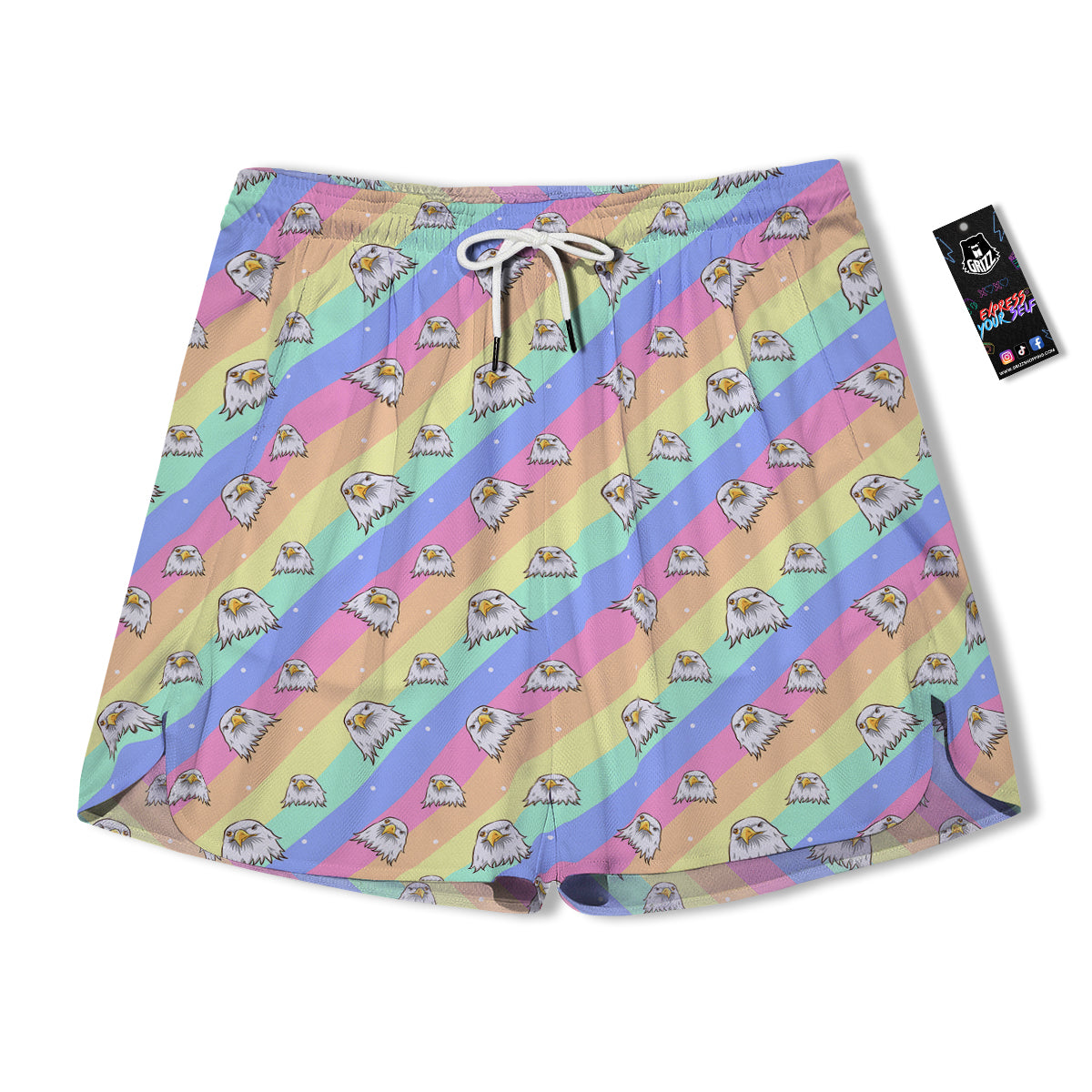 Cute Eagle Rainbow Print Pattern Men's Running Shorts