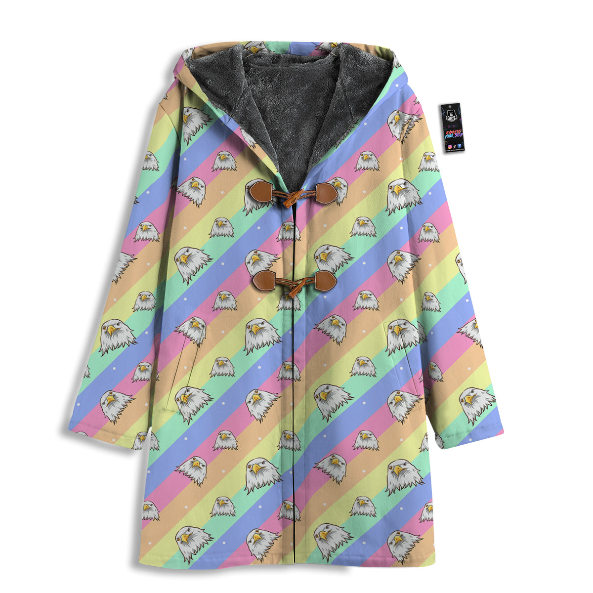 Cute Eagle Rainbow Print Pattern Men's Windbreaker Jacket
