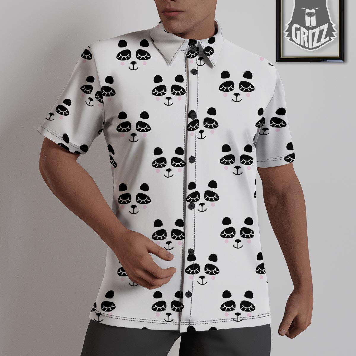 Emoji Bear Sleeping Print Pattern Untucked Shirts