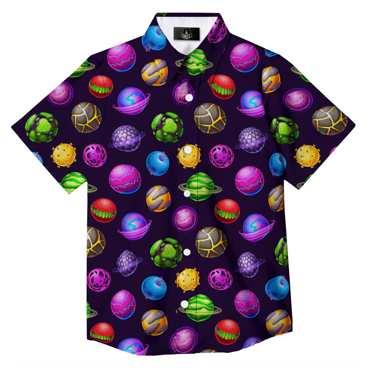 Fantasy Planets In Space Universe Print Pattern Button Up Shirt