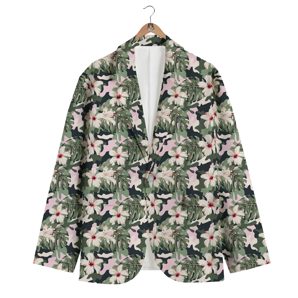 Flower Military Camouflage Print Pattern Men's Blazer