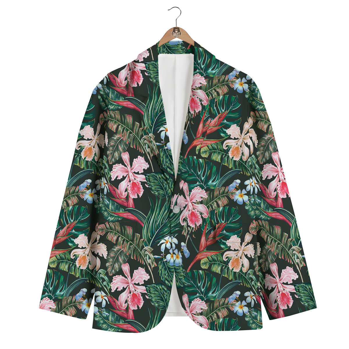 Flower Orchid Tropical Print Pattern Men's Blazer