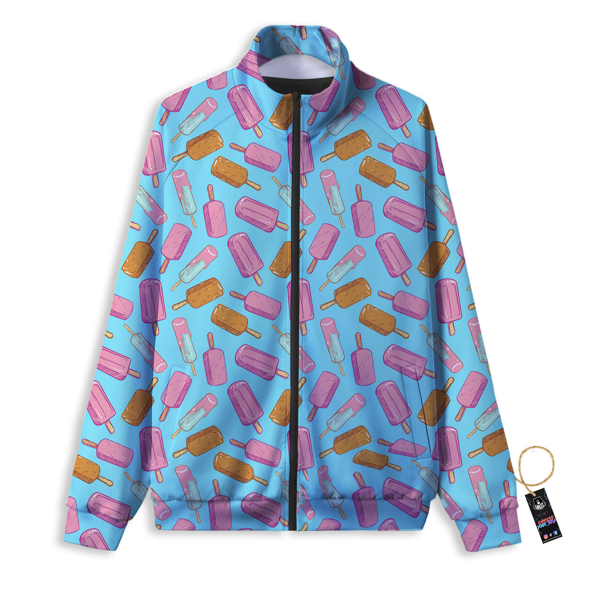 Ice Cream Pink And Brown Print Pattern Track Jacket