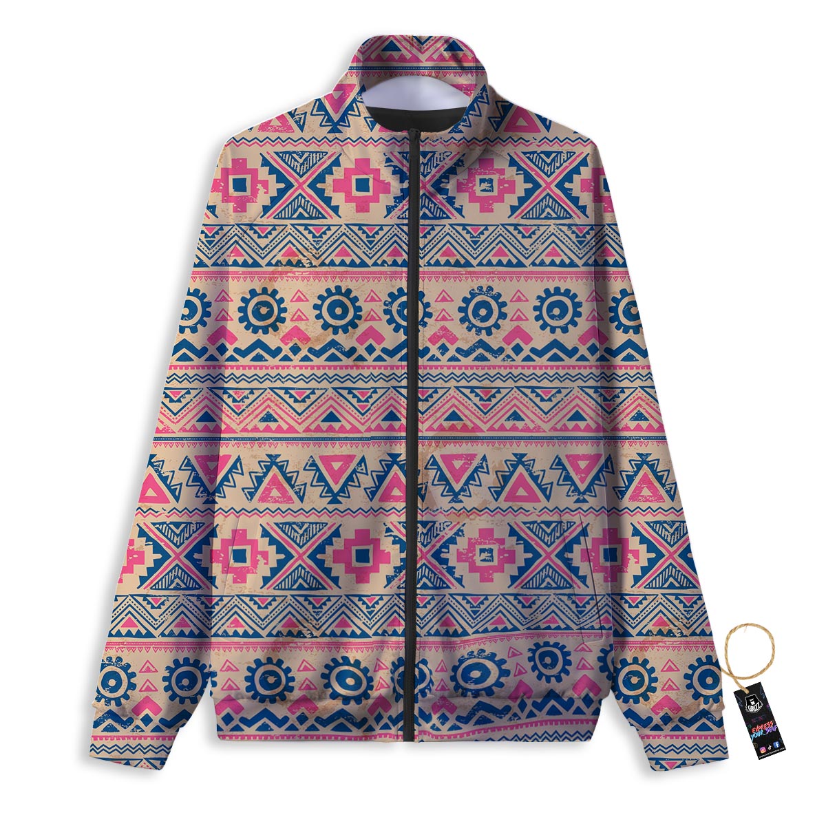 Indian Tribal Native Print Pattern Track Jacket