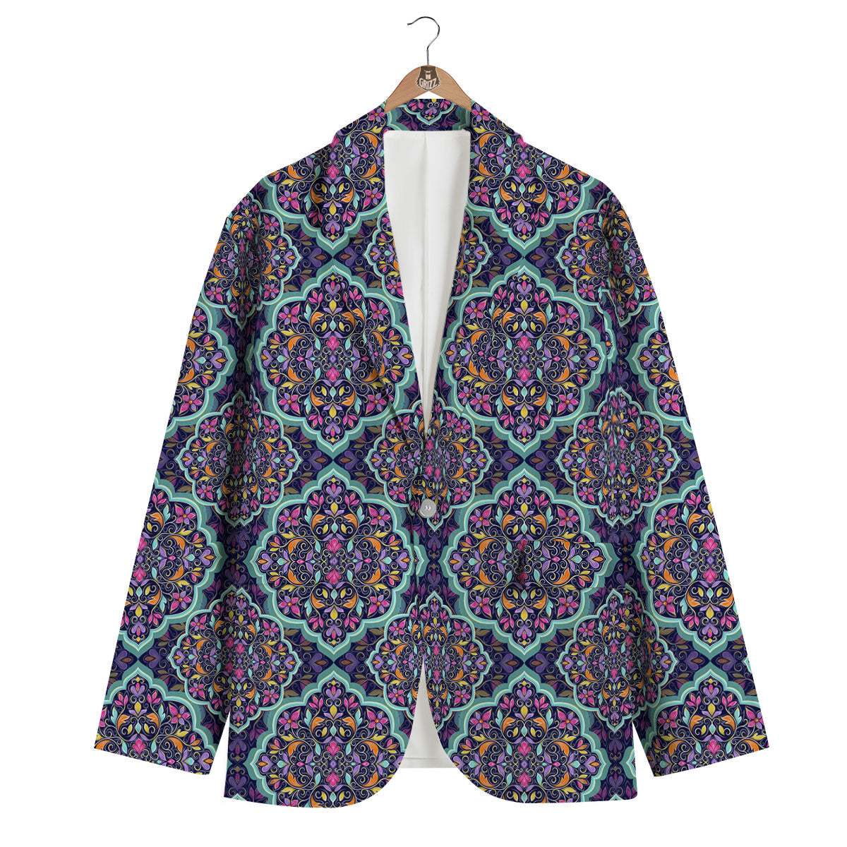 Mandala Bohemian Purple Print Pattern Men's Blazer