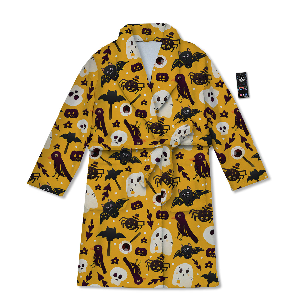 Orange Color Halloween Cute Print Pattern Bathrobe