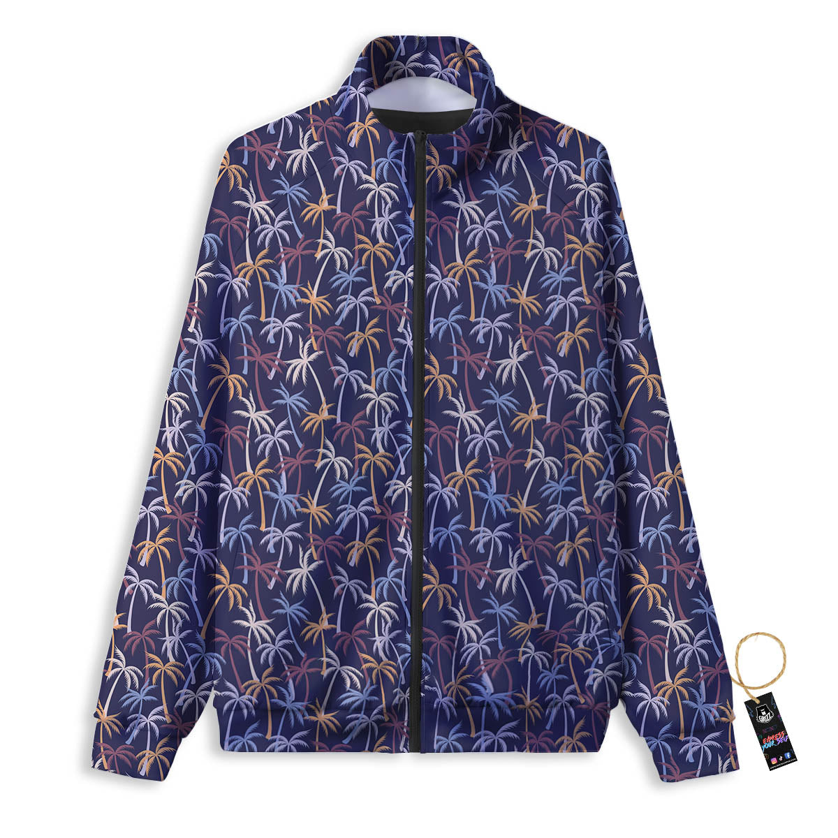 Palm Tree Colorful Print Pattern Track Jacket