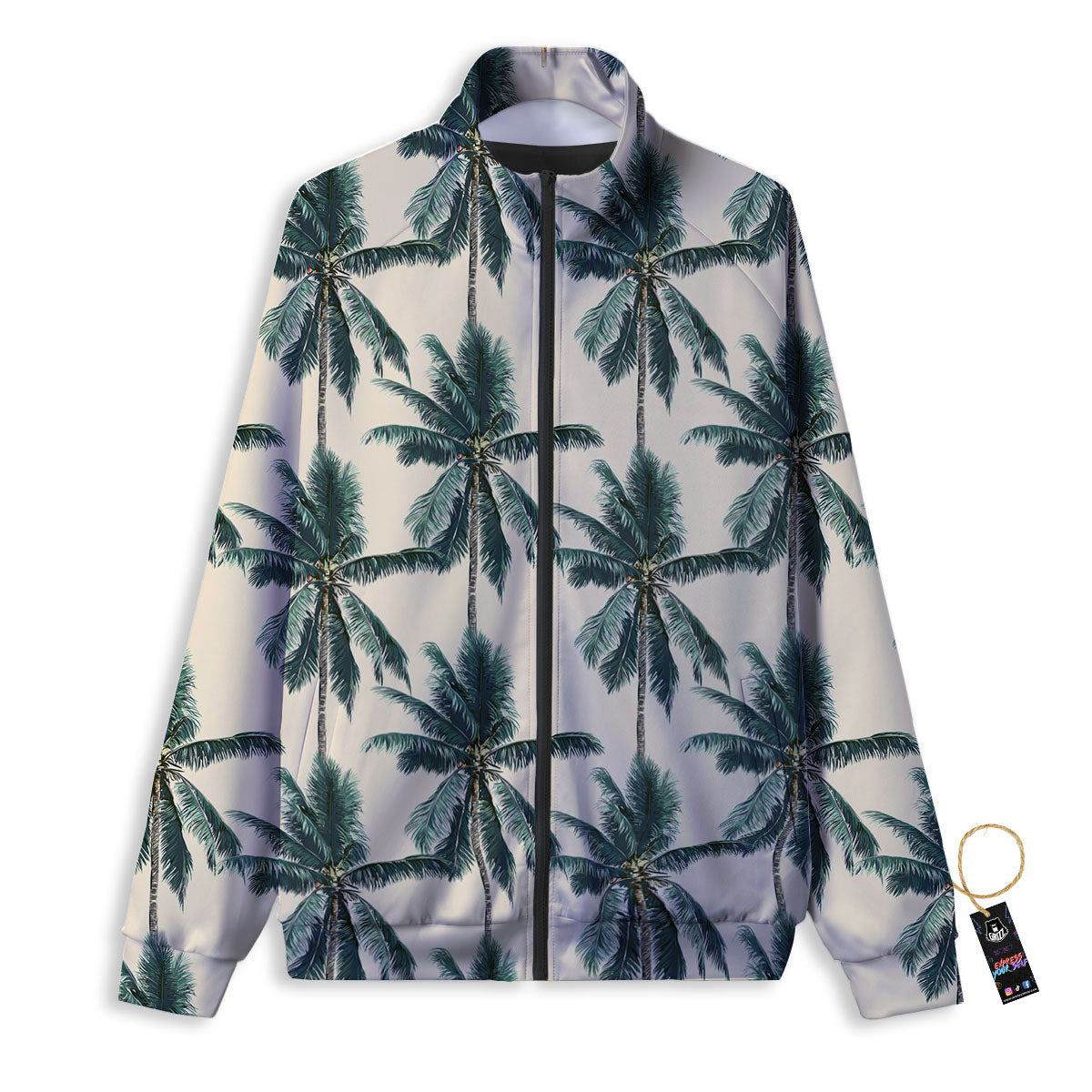 Palm Tree Tropical Print Pattern Track Jacket