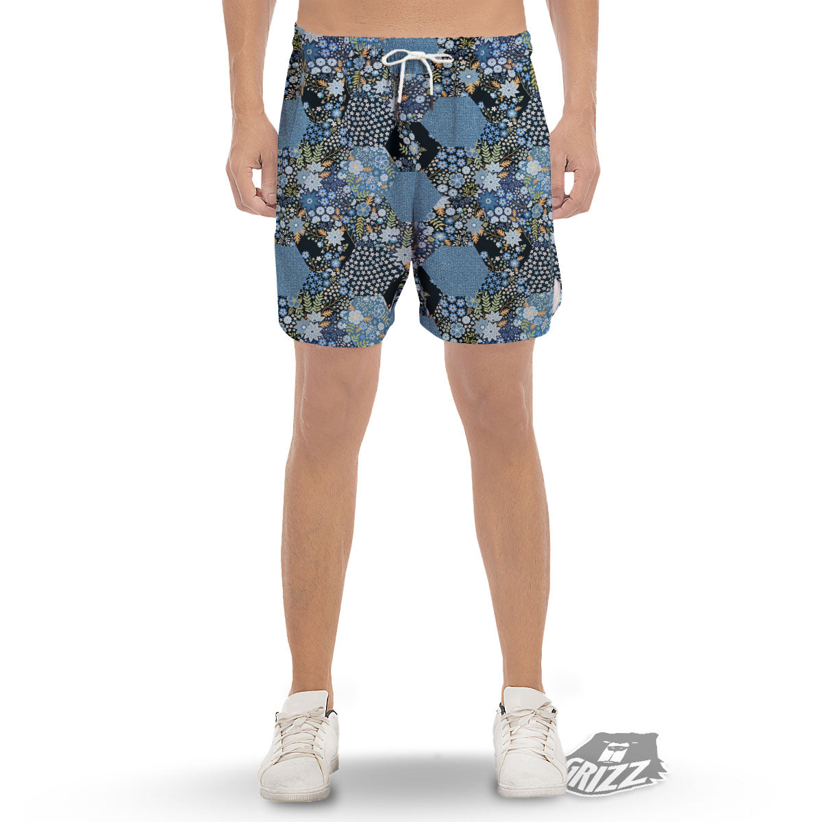 Patchwork Ethnic Floral Print Pattern Men's Gym Shorts