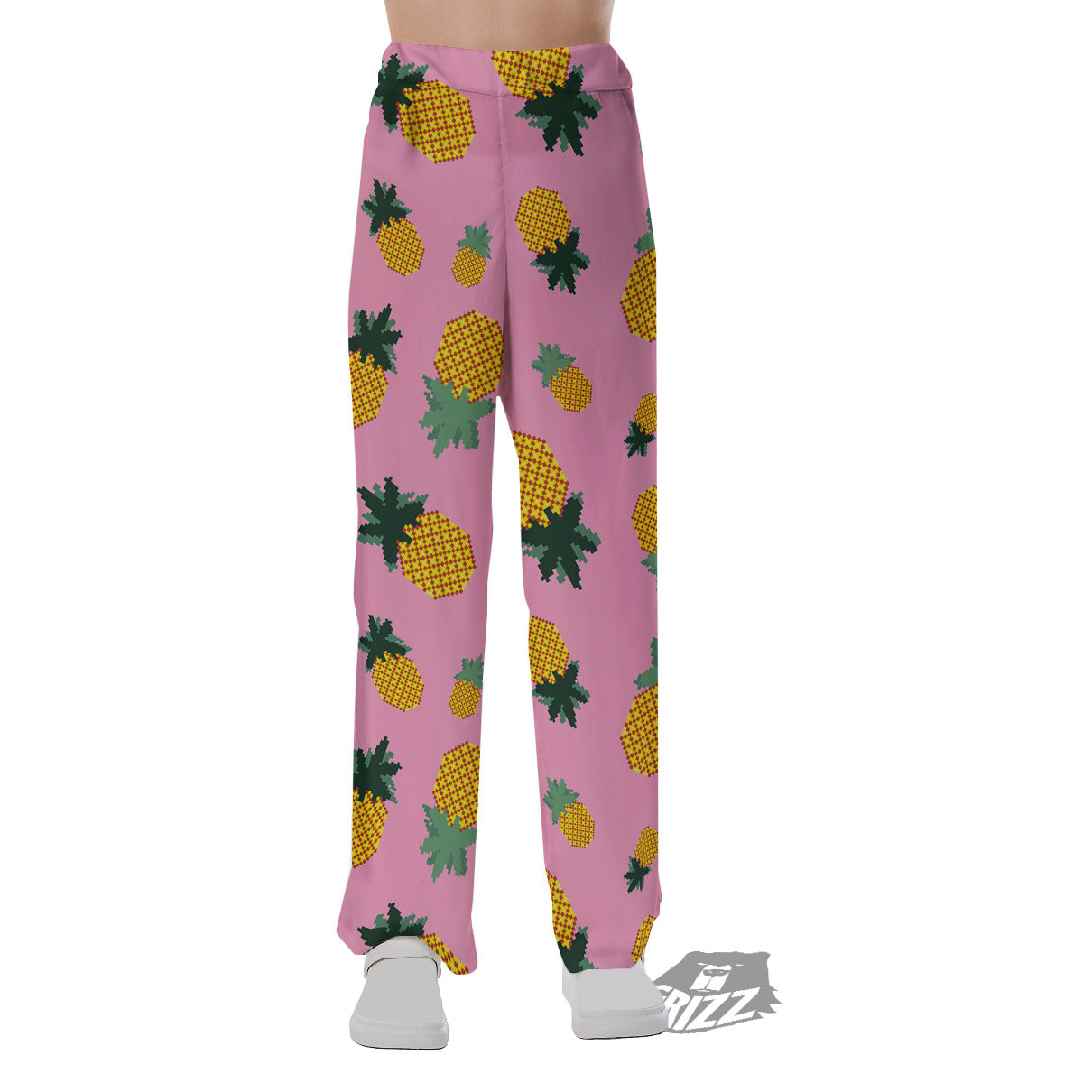 Pineapple Pixel Print Pattern Pajama Pants