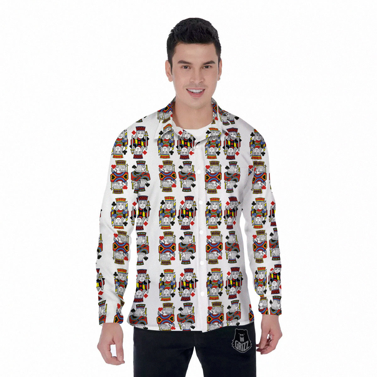 Playing Cards Four Jacks Print Pattern Men's Long Sleeve Shirts