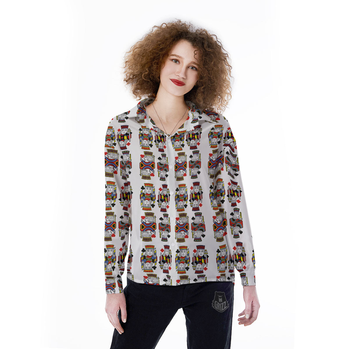 Playing Cards Four Jacks Print Pattern Women's Long Sleeve Shirts