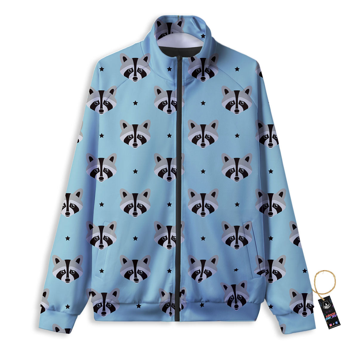 Raccoon Cartoon Print Pattern Track Jacket