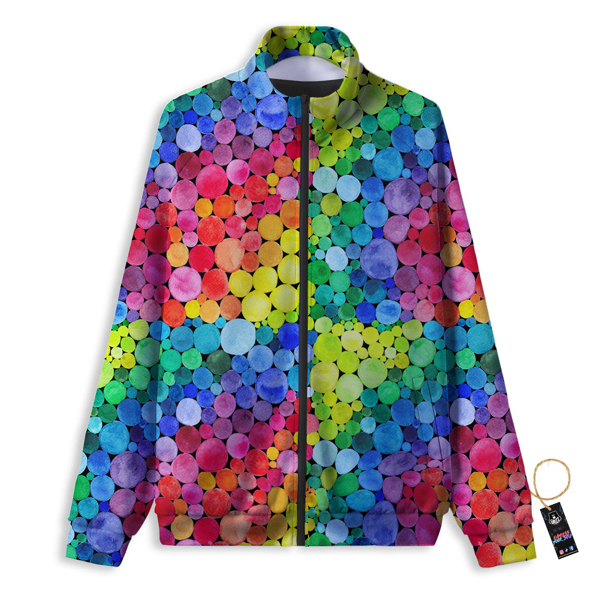 Rainbow Watercolor Print Pattern Track Jacket