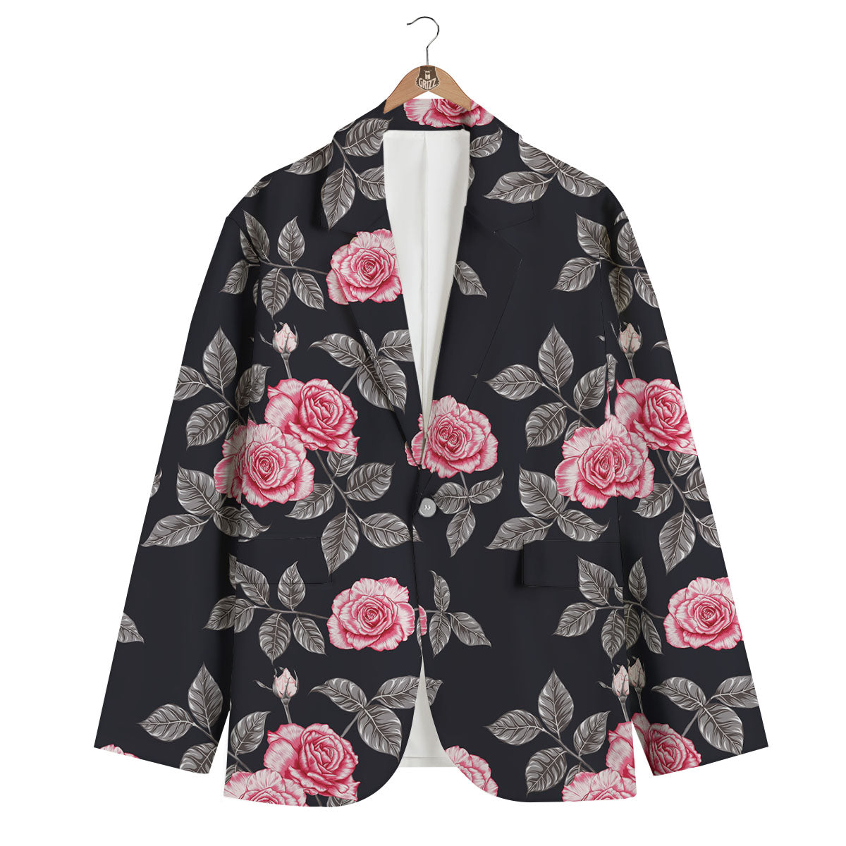 Rose Pink Print Pattern Men's Blazer