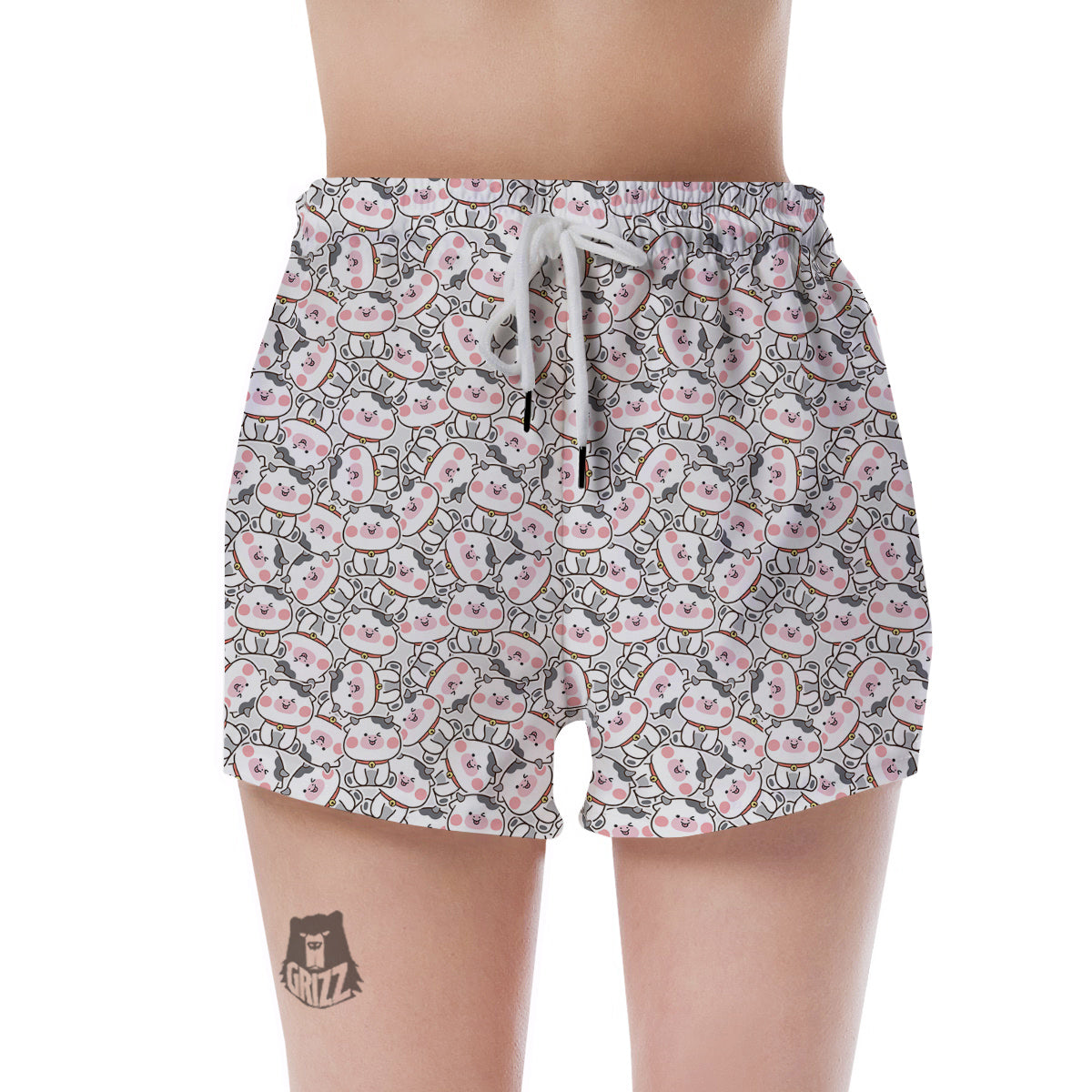 Smiley Cow Cute Print Pattern Women's Shorts