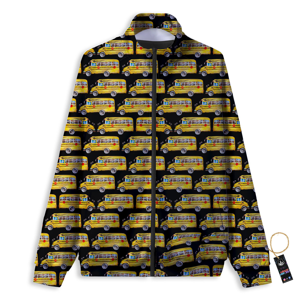 Yellow Bus Print Pattern Track Jacket