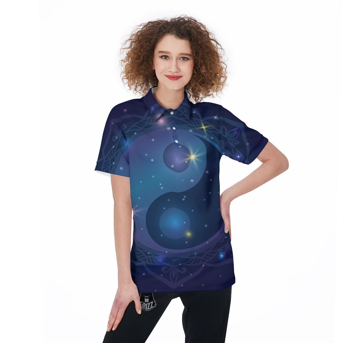 Yin Yang Space Print Women's Golf Shirts