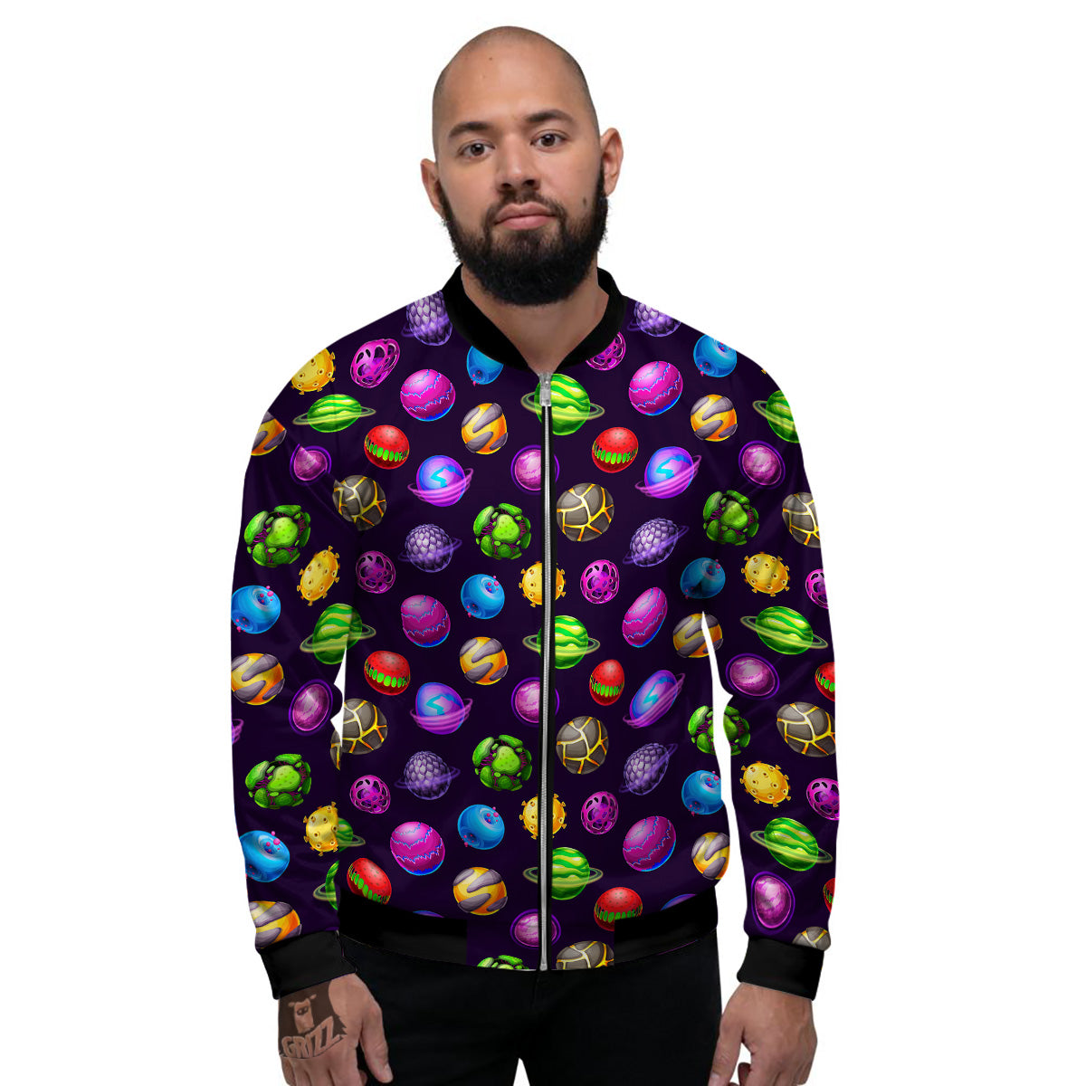 Fantasy Planets In Space Universe Print Pattern Men's Bomber Jacket