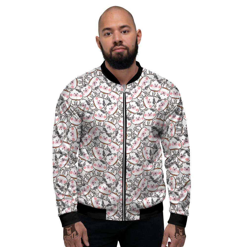 Smiley Cow Cute Print Pattern Men's Bomber Jacket