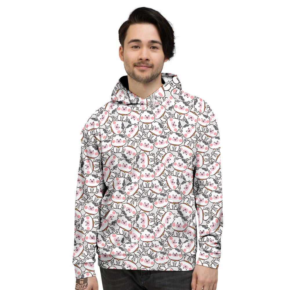 Smiley Cow Cute Print Pattern Men's Hoodie