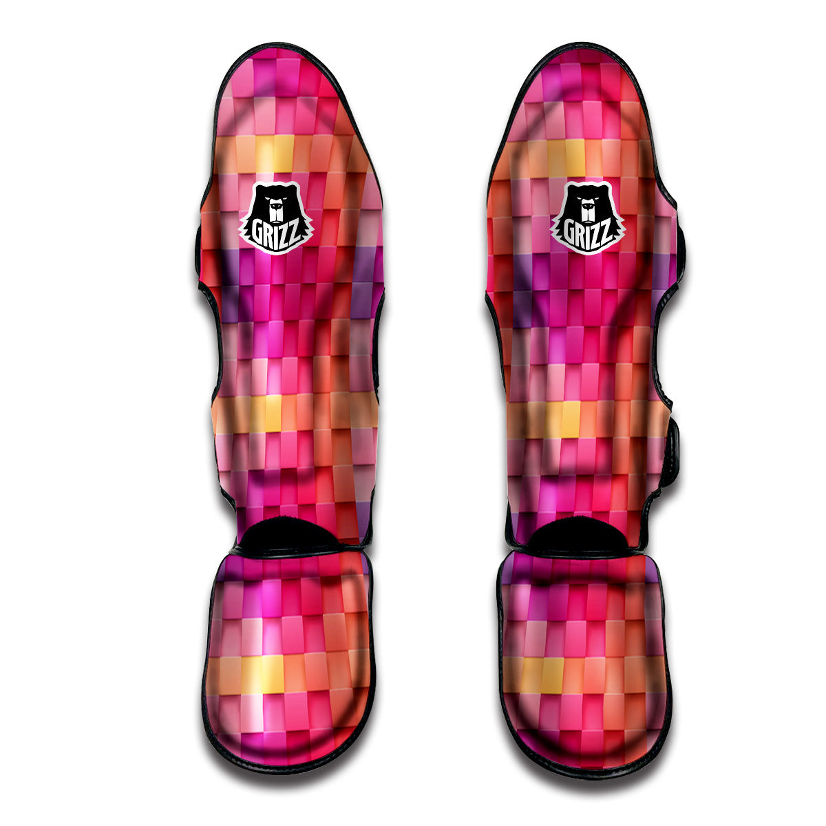 Square Tile 3D Colorful Print Pattern Muay Thai Shin Guards