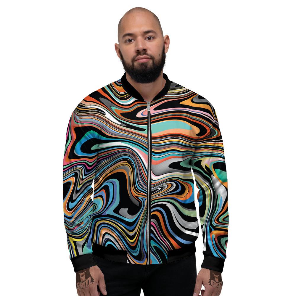 Wavy Psychedelic Print Pattern Men's Bomber Jacket