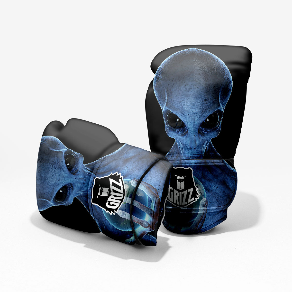 3D Scary Alien Grey Print Pro Boxing Glove