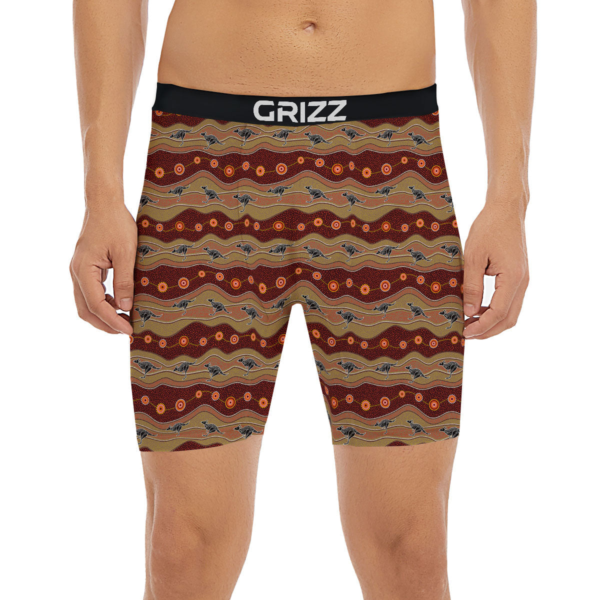 Aboriginal Australian Kangaroo Print Boxer Briefs