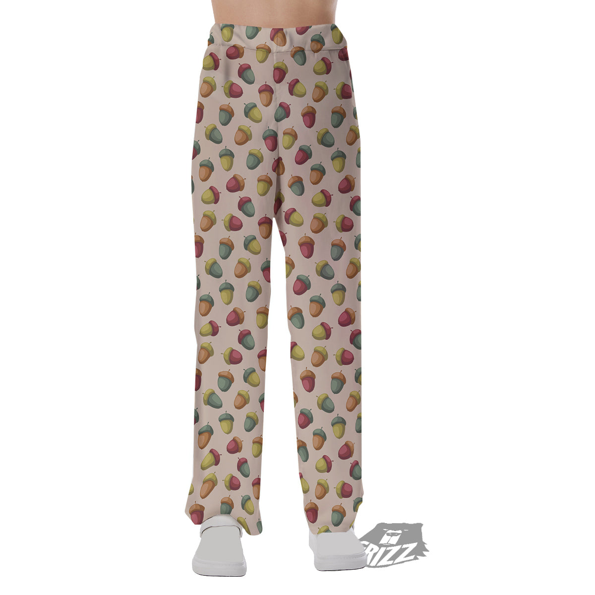 Acorn Beige Color Print Pattern Pajama Pants