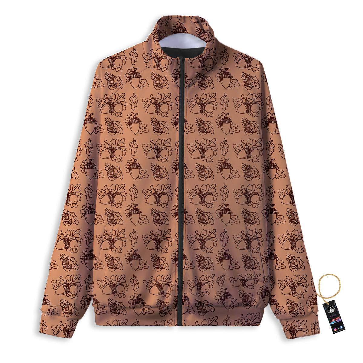Acorn Drawing Print Pattern Track Jacket