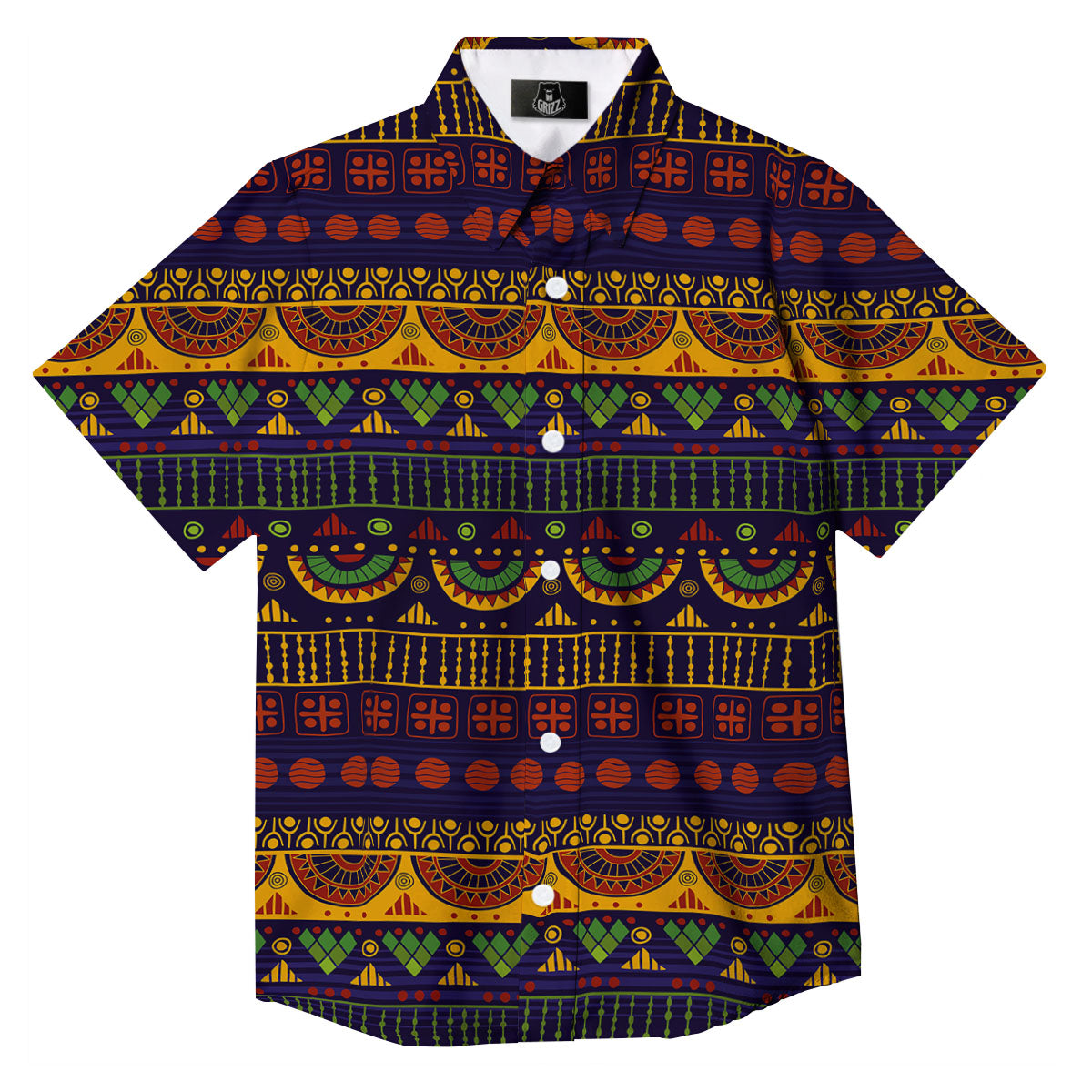 African Tribal Native Print Pattern Button Up Shirt