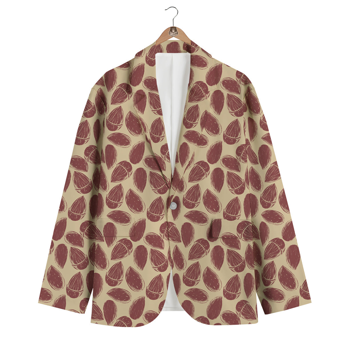 Almond Vintage Print Pattern Men's Blazer