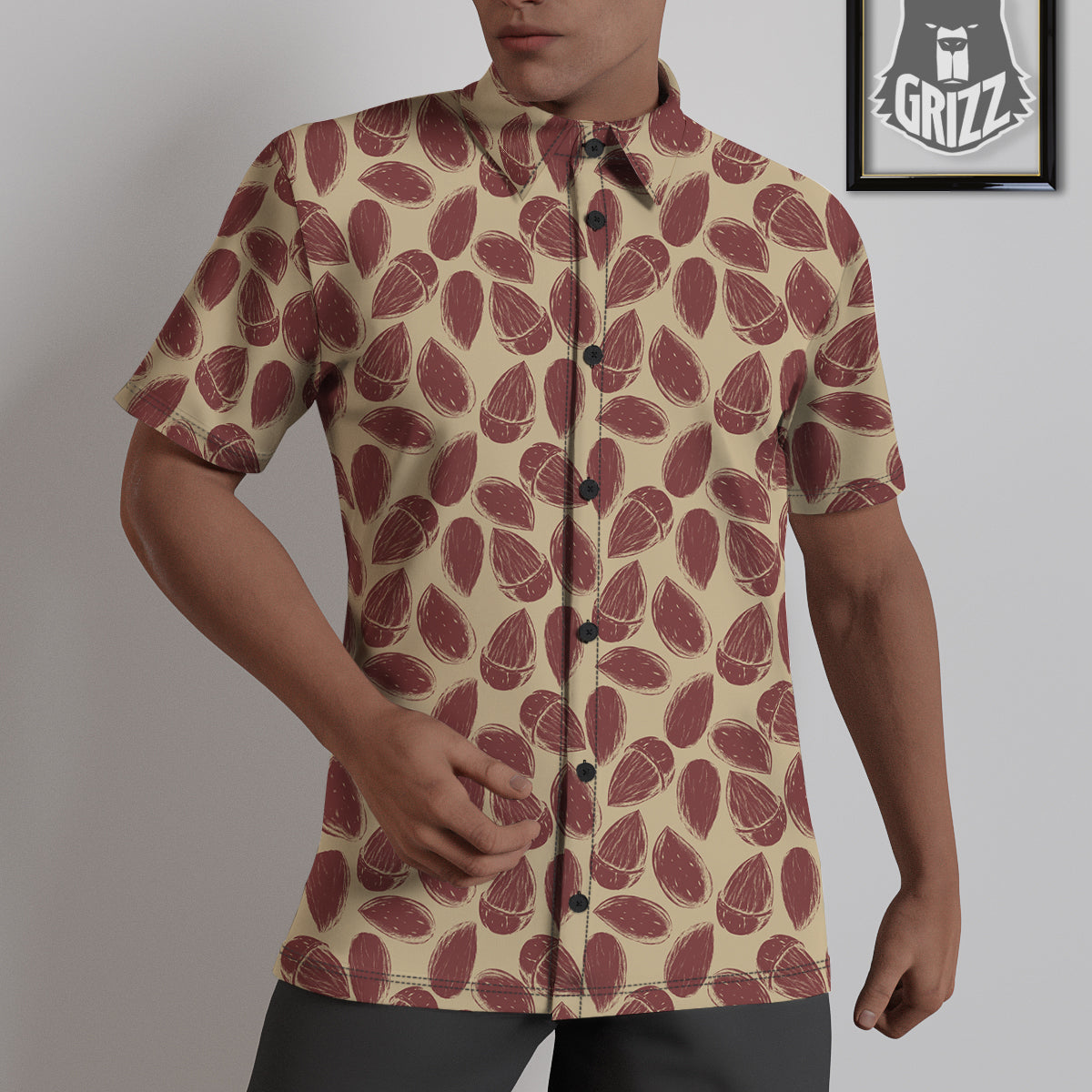 Almond Vintage Print Pattern Untucked Shirts
