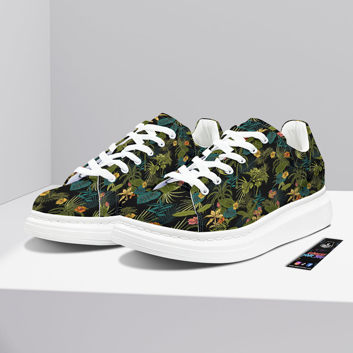 Aloha Hibiscus Tropical Print Pattern Platform Shoes