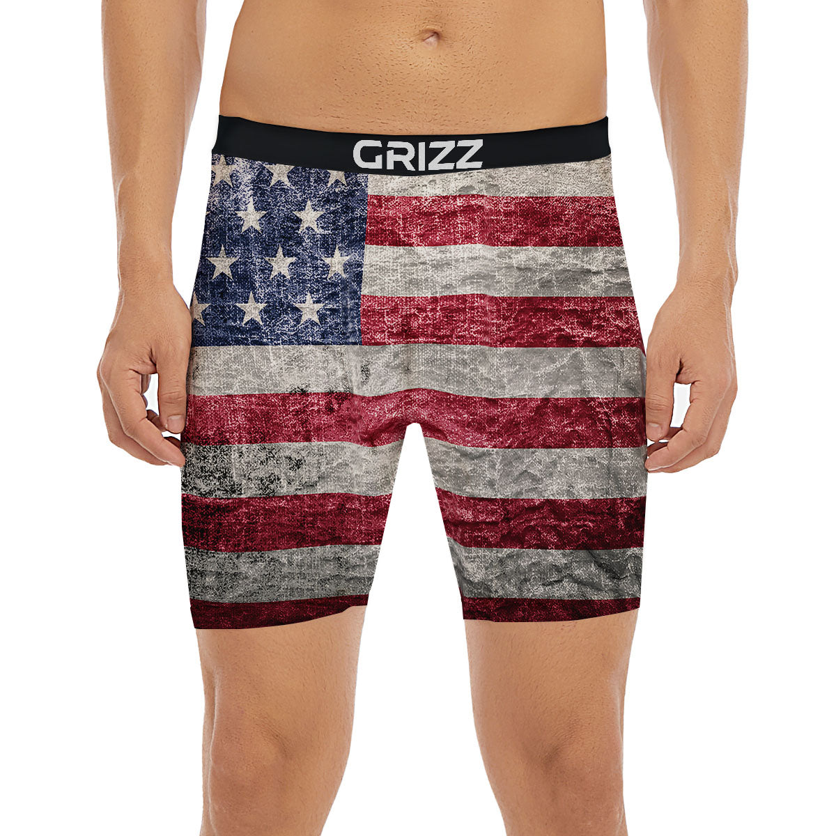 American Flag Grunge Print Boxer Briefs