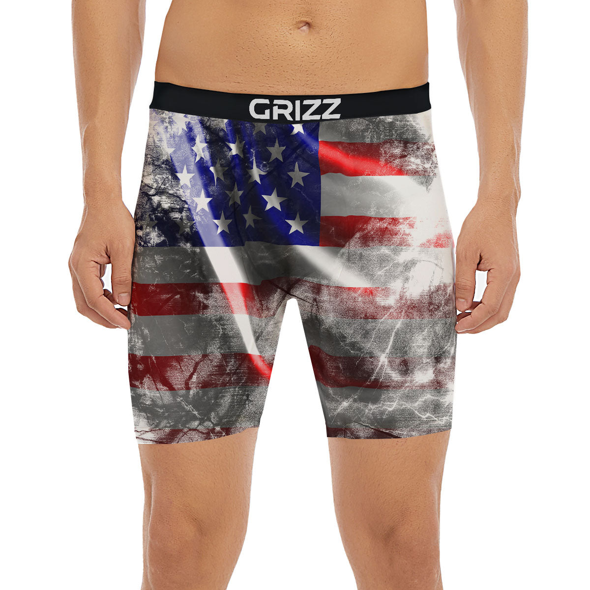 American Flag Grunge Ripped Paper Print Boxer Briefs