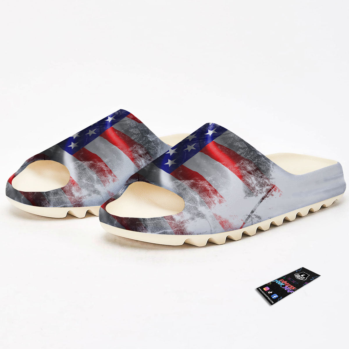 American Flag Grunge Ripped Paper Print Sandals