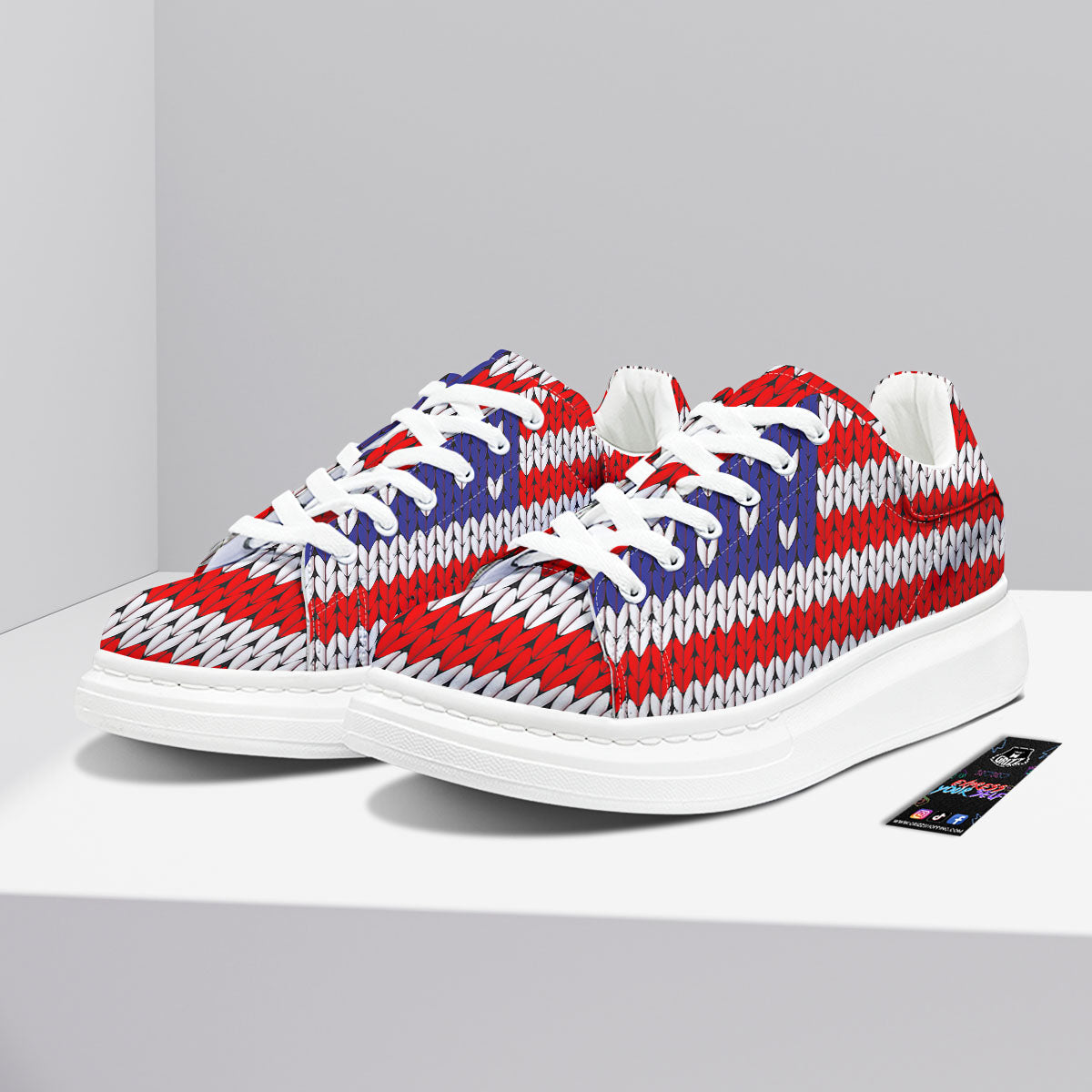 American Flag Knitted Print Platform Shoes
