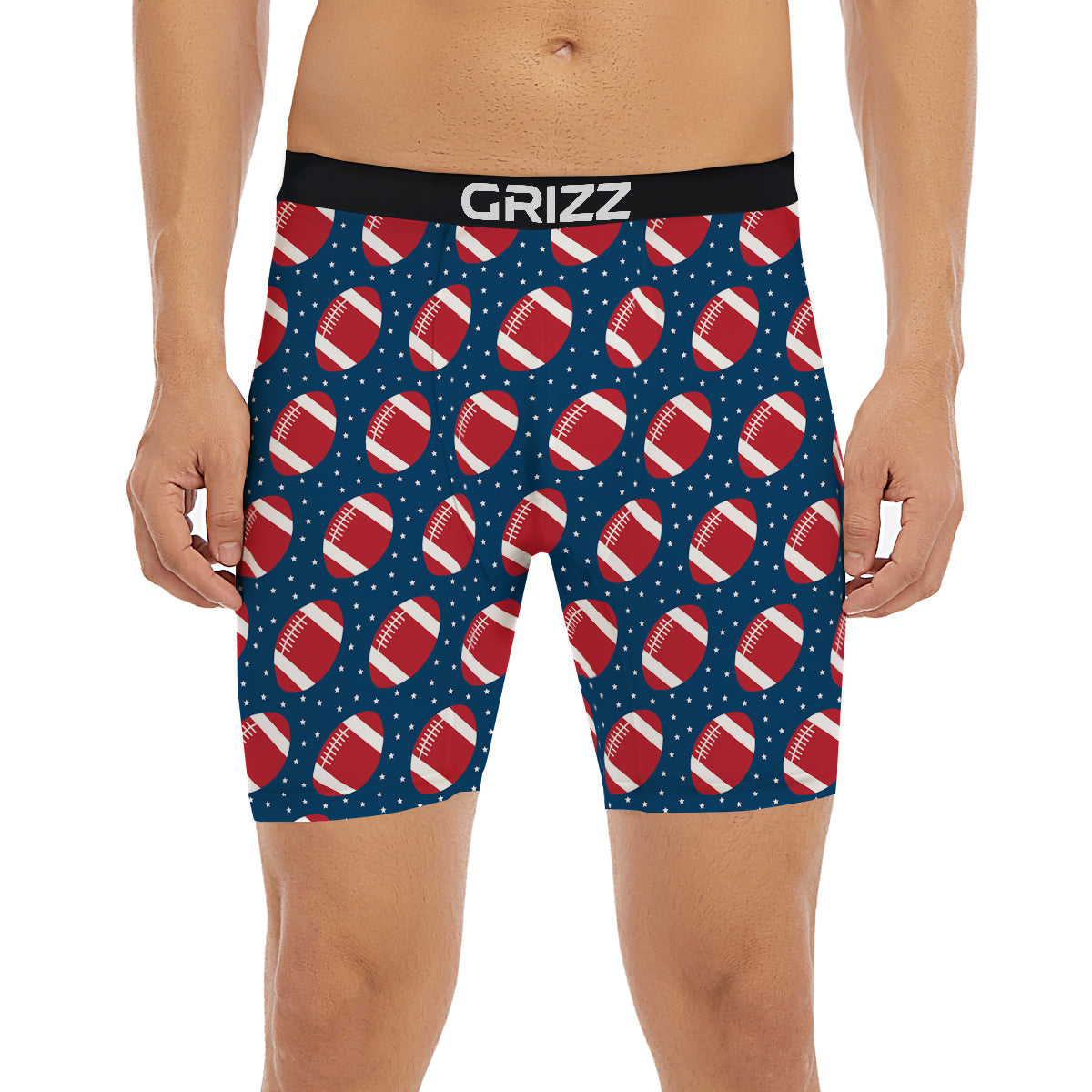American Football Ball Print Pattern Boxer Briefs