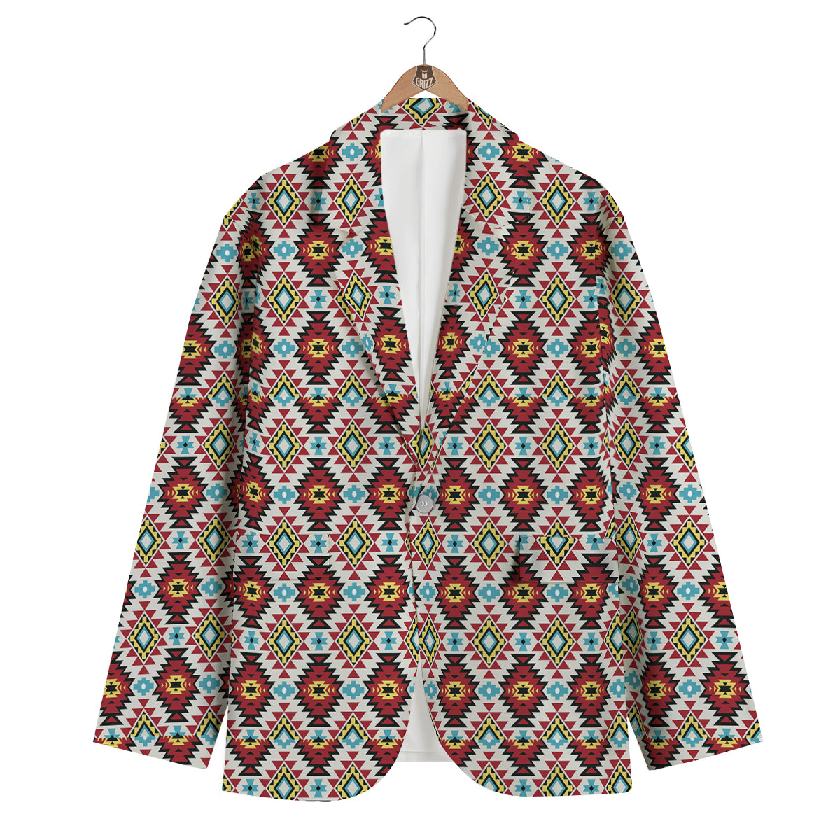 American Turquoise Native Print Pattern Men's Blazer