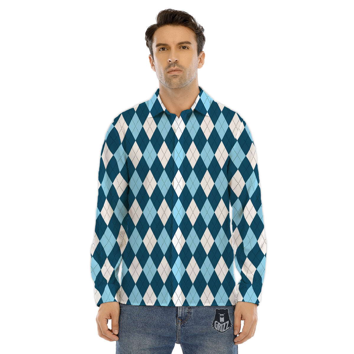 Argyle Green And Red Print Pattern Men's Dress Shirts