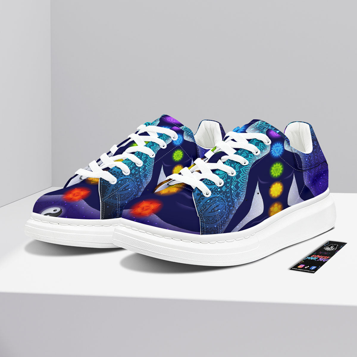 Aura Nine Chakras Print Platform Shoes