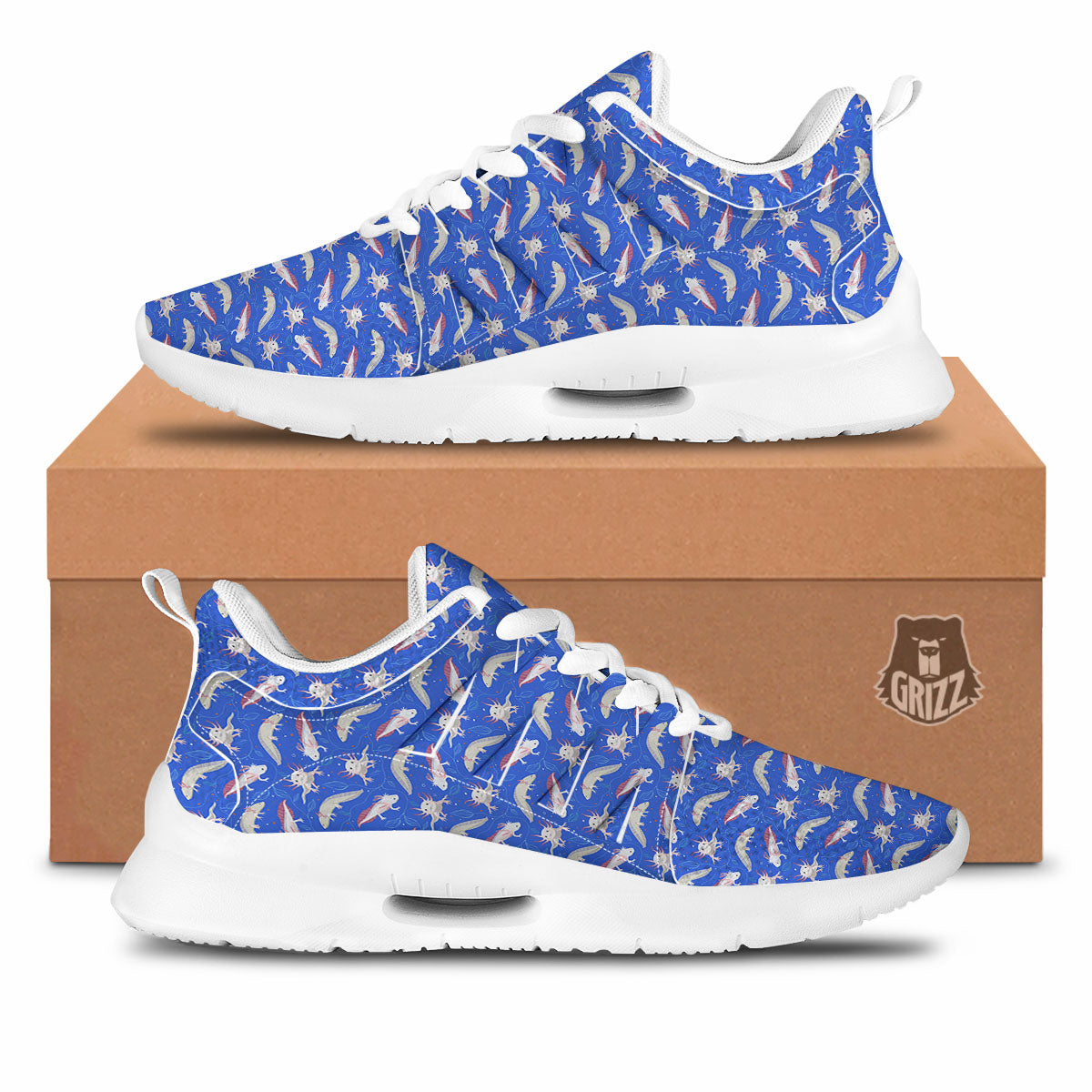 Axolotl Blue Print Pattern Tennis Shoes